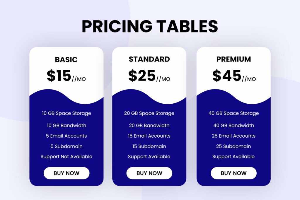 Clean Pricing Tables – MasterBundles