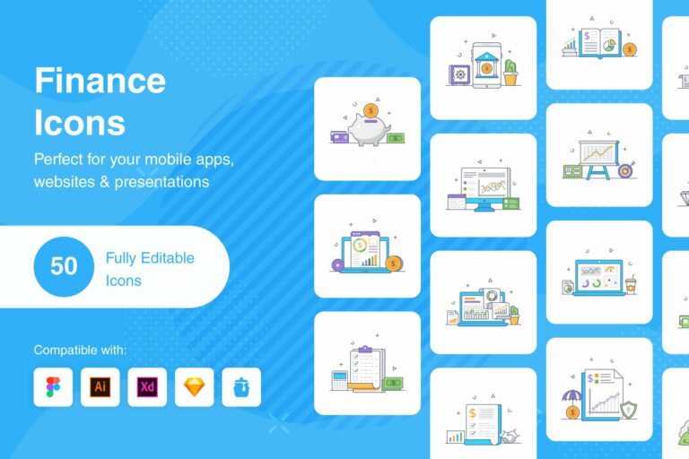 Set of Finance Flat Outline Vector – MasterBundles