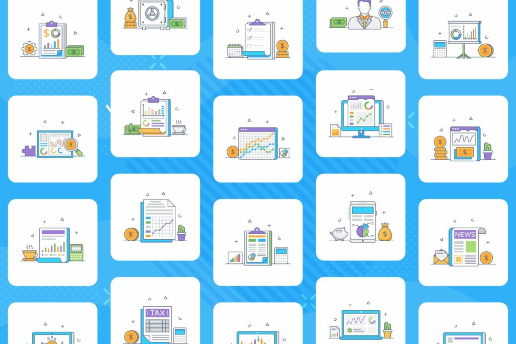 Set of Finance Flat Outline Vector – MasterBundles