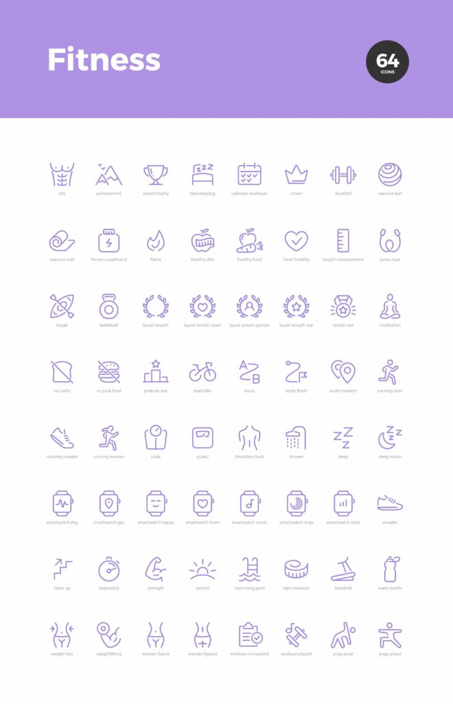 Fitness Icons — Pixi Line – MasterBundles