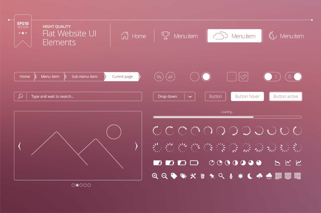 Flat website UI elements – MasterBundles