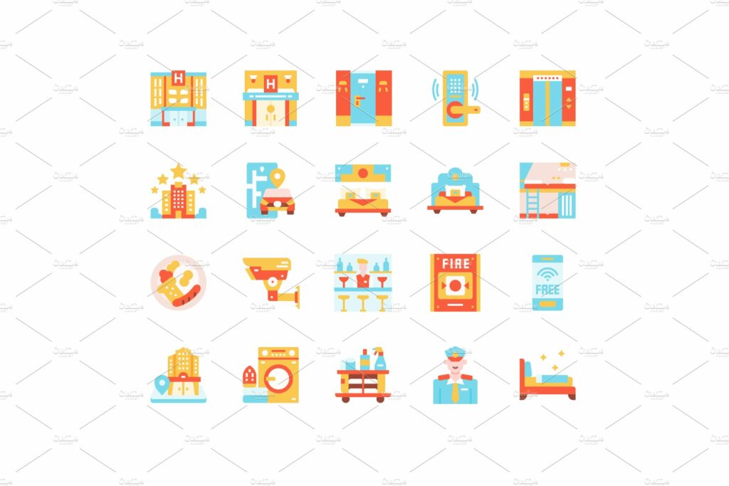 HOTEL SERVICE ICONS PACKS – MasterBundles