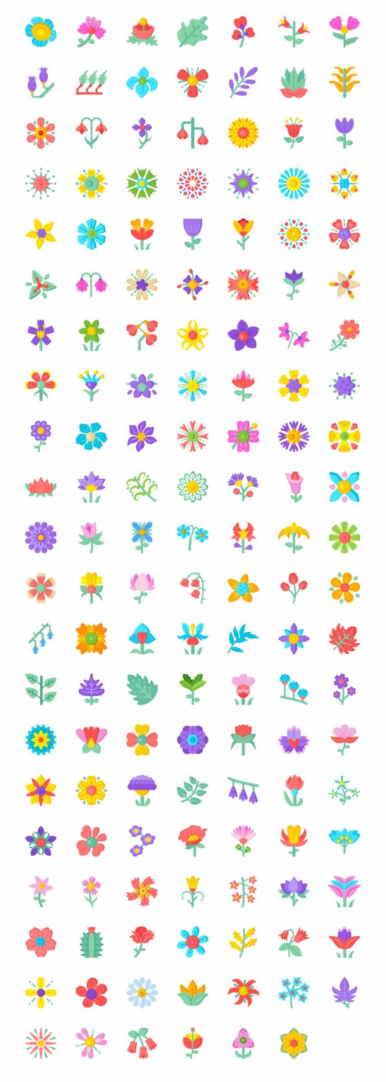 300 Flat Flower Icons – MasterBundles