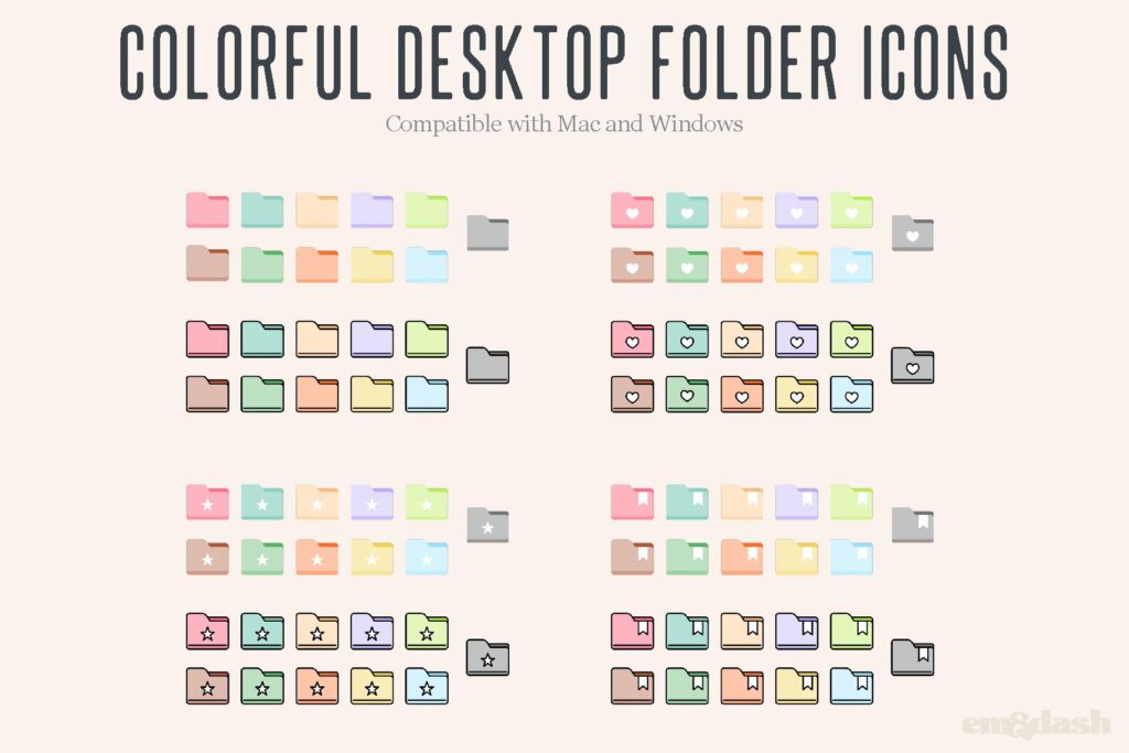 Colorful Desktop Folder Icons – MasterBundles