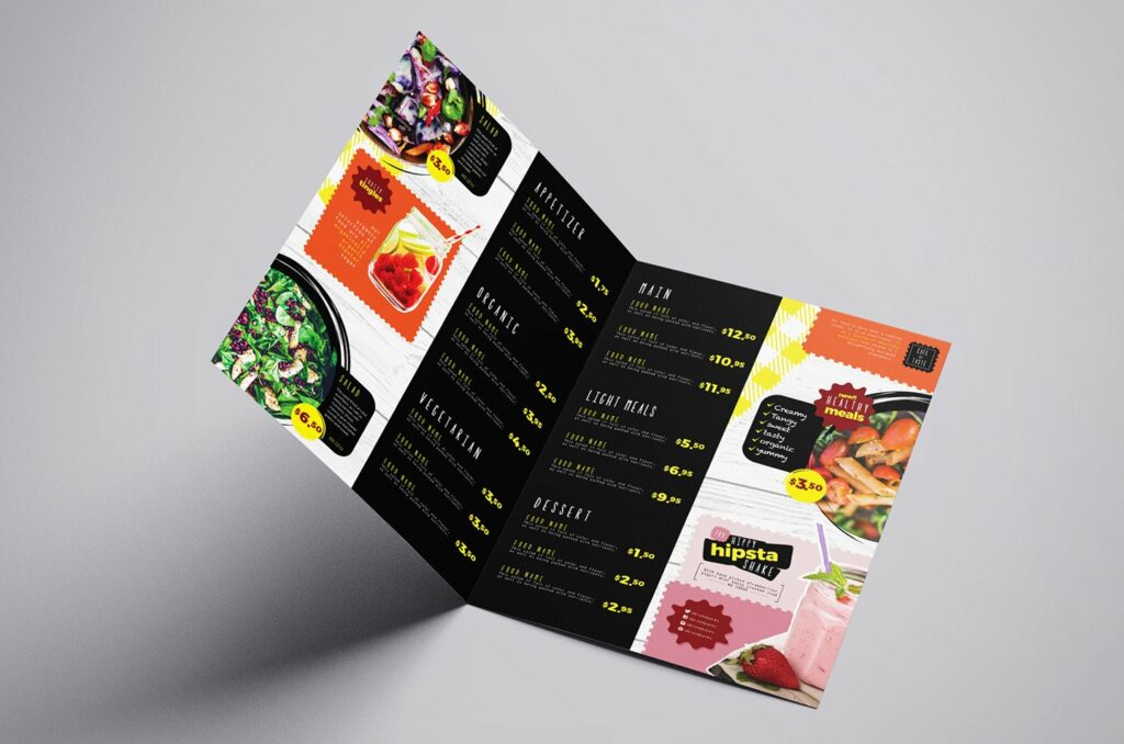 Folding A3 Salad Menu Template – MasterBundles