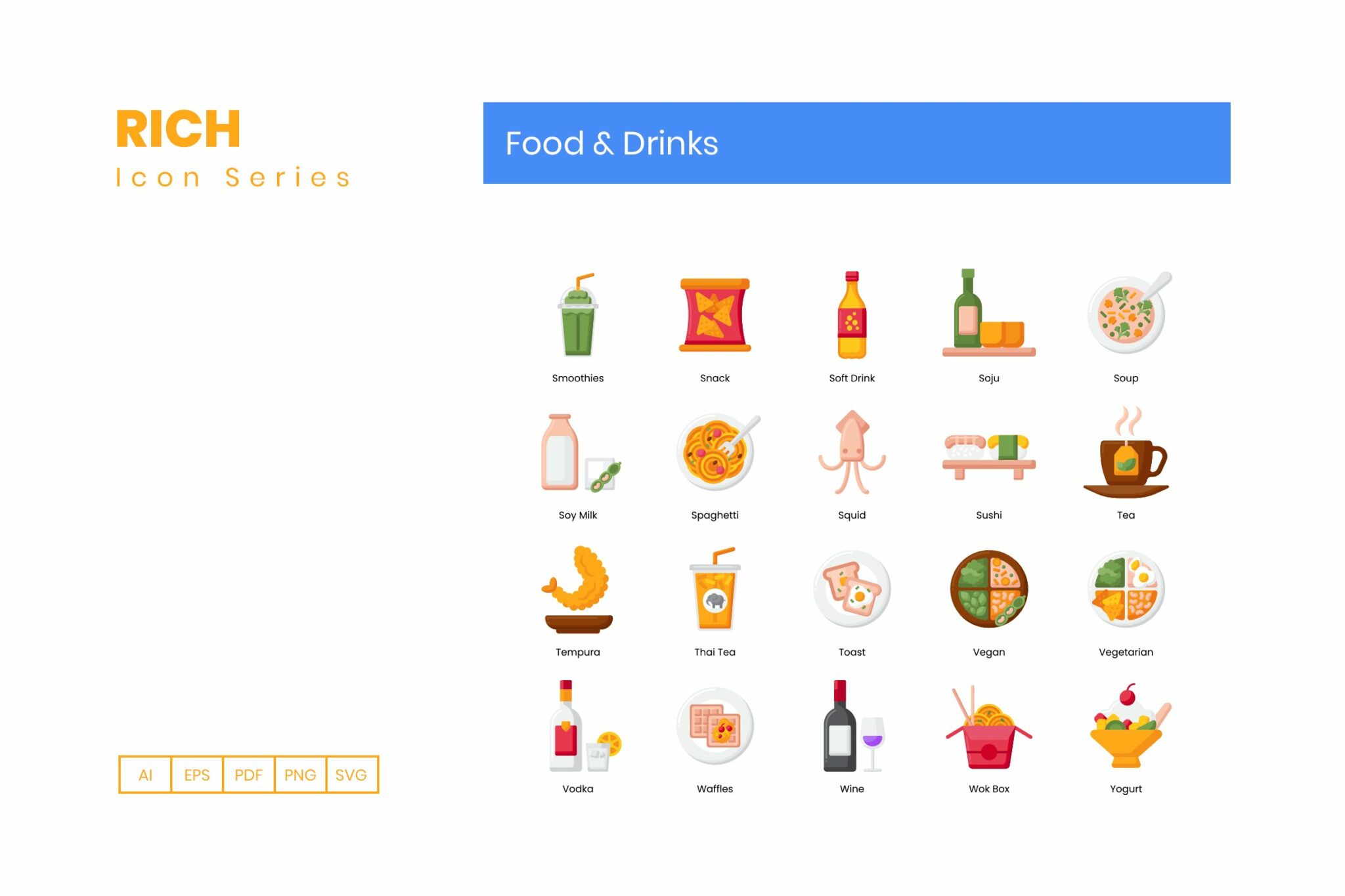 100 Food & Drinks Icons | Rich – MasterBundles