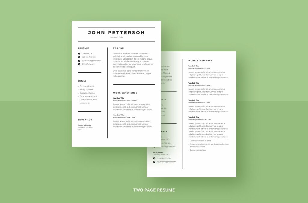 Professional Resume Template CV – MasterBundles
