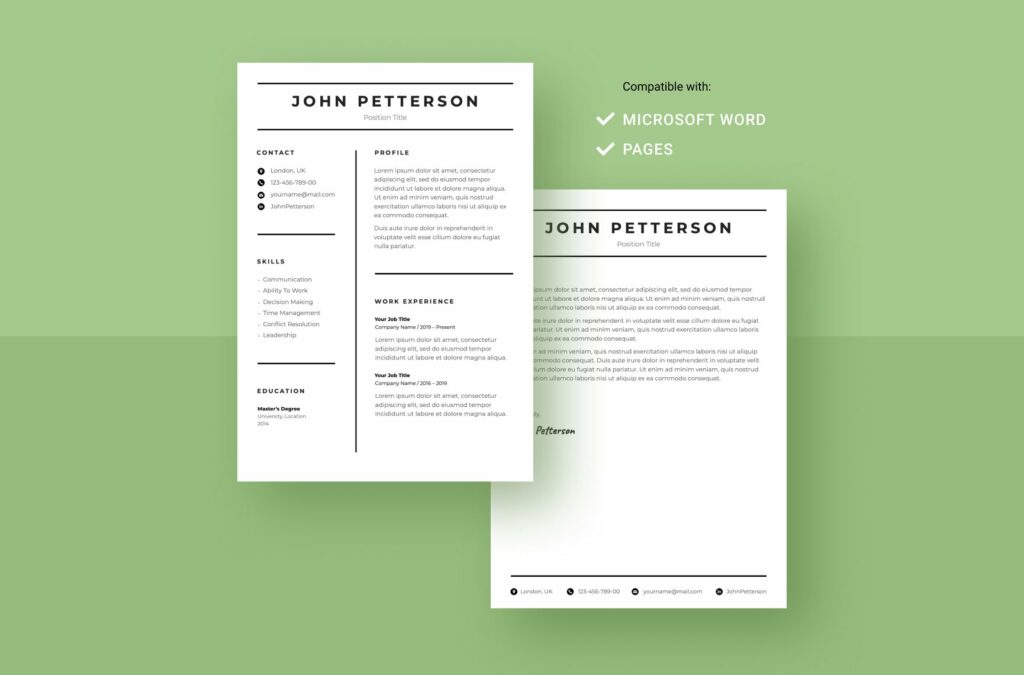 Professional Resume Template CV – MasterBundles