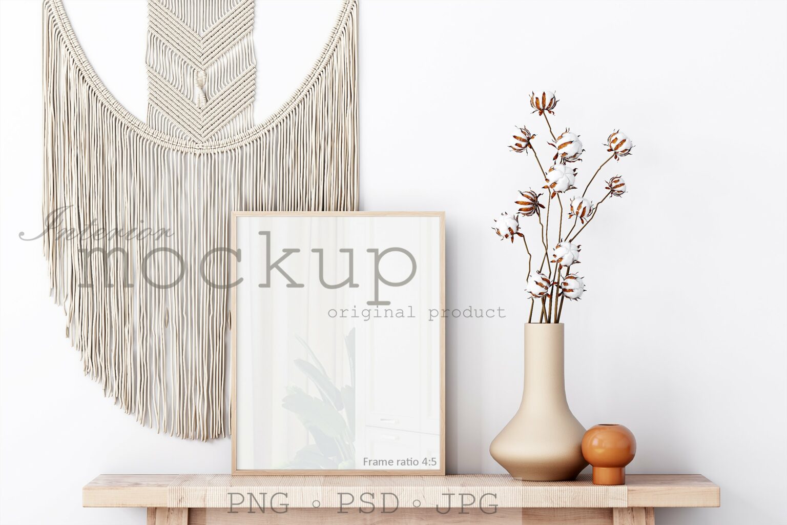 Frame mockup in interior, Boho mockup, Mock up for art, Digital files ...