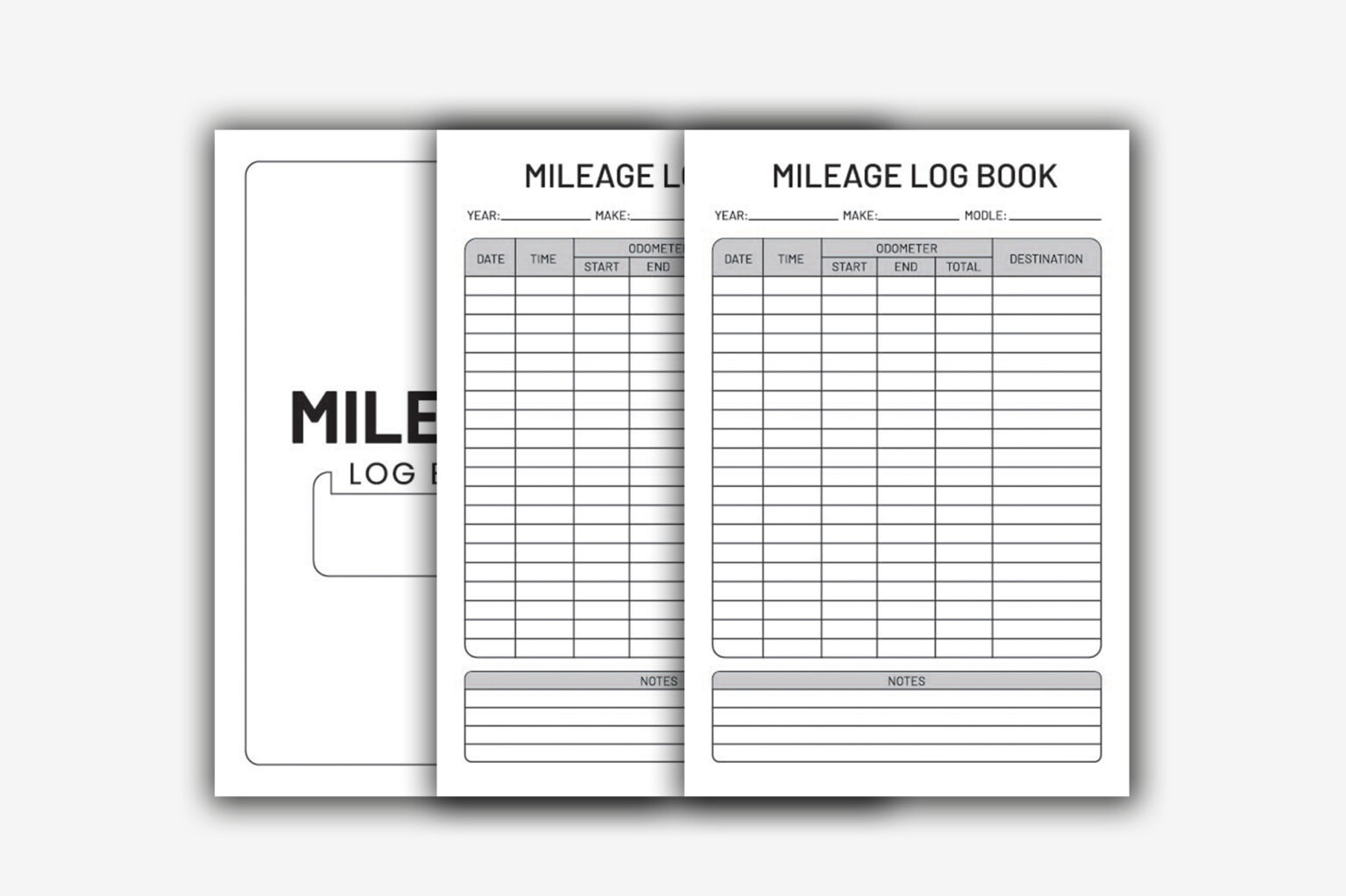 Mileage Log Book - KDP Interior