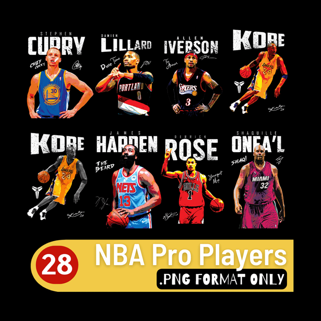 28 NBA Pro Player PNG at 6$ - MasterBundles