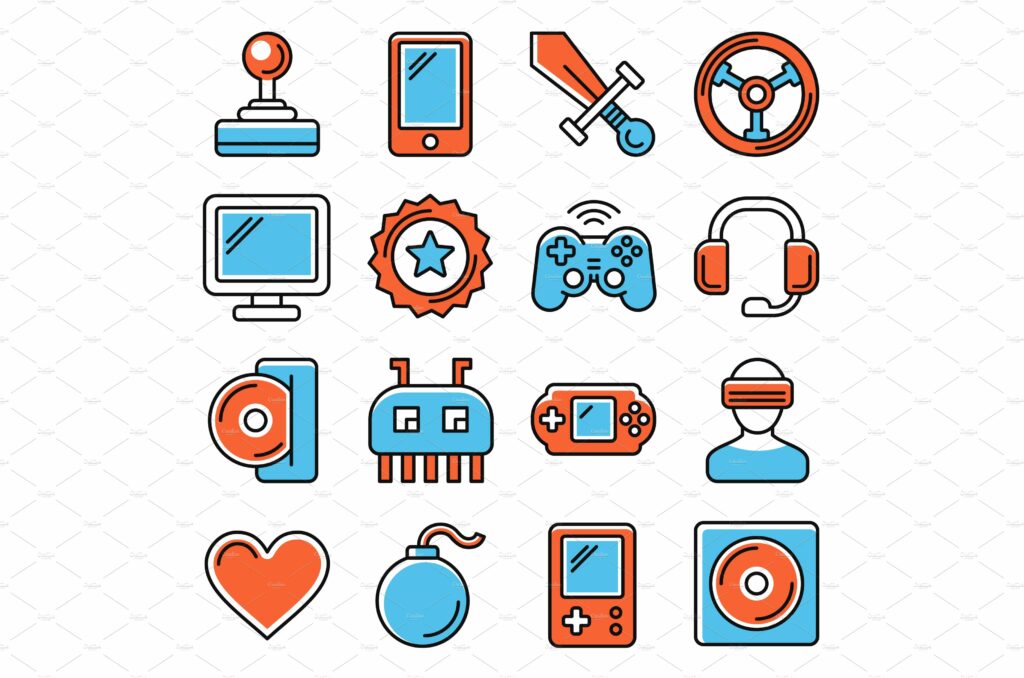 Video Games Icons Set on White – MasterBundles