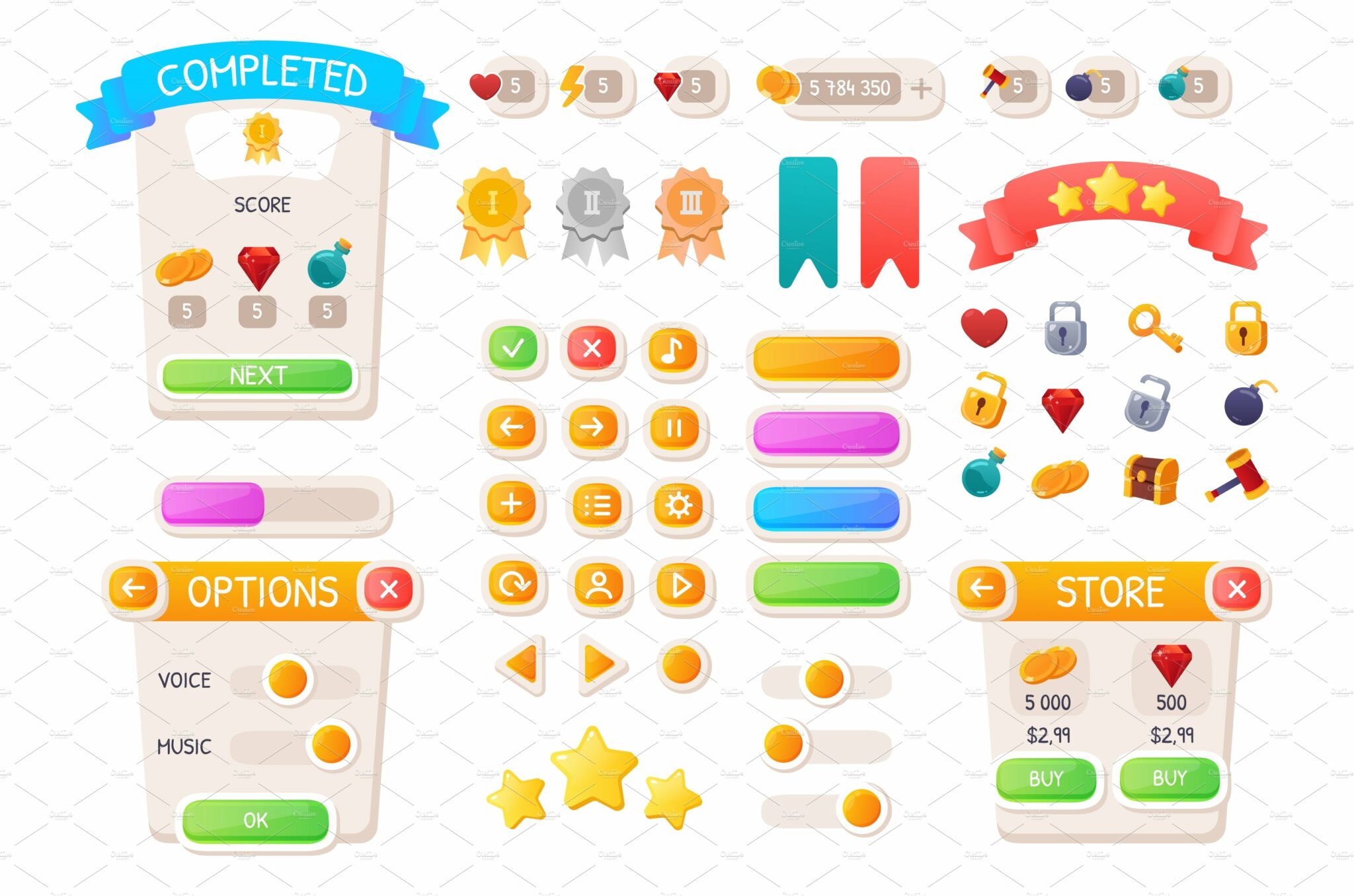 Game UI buttons. Mobile – MasterBundles
