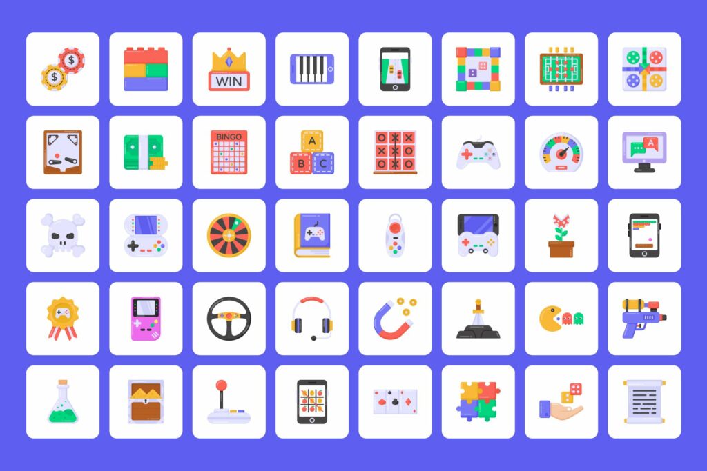 Flat Detailed Games Icons – MasterBundles