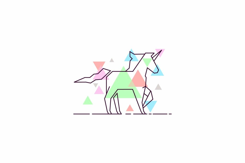 Geometric unicorn outline design – MasterBundles