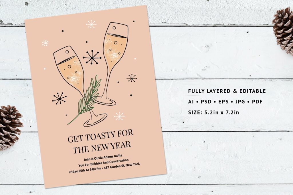 New Year's Party Invitation Template – MasterBundles
