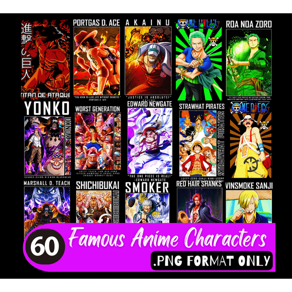 60 Famous Anime Character at 7$ - MasterBundles