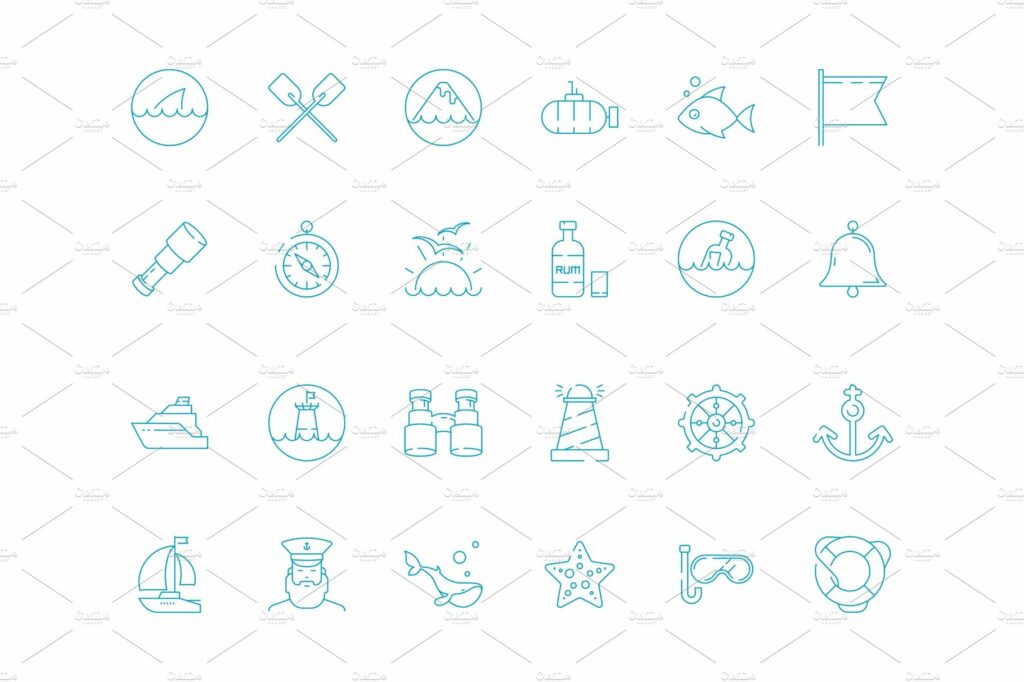 Marine icon. Nautical symbols – MasterBundles