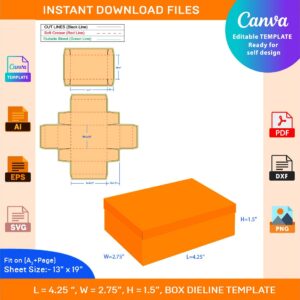 Large Cable Box, Gift Box, Storage Box, Dieline Template SVG, Ai, EPS ...