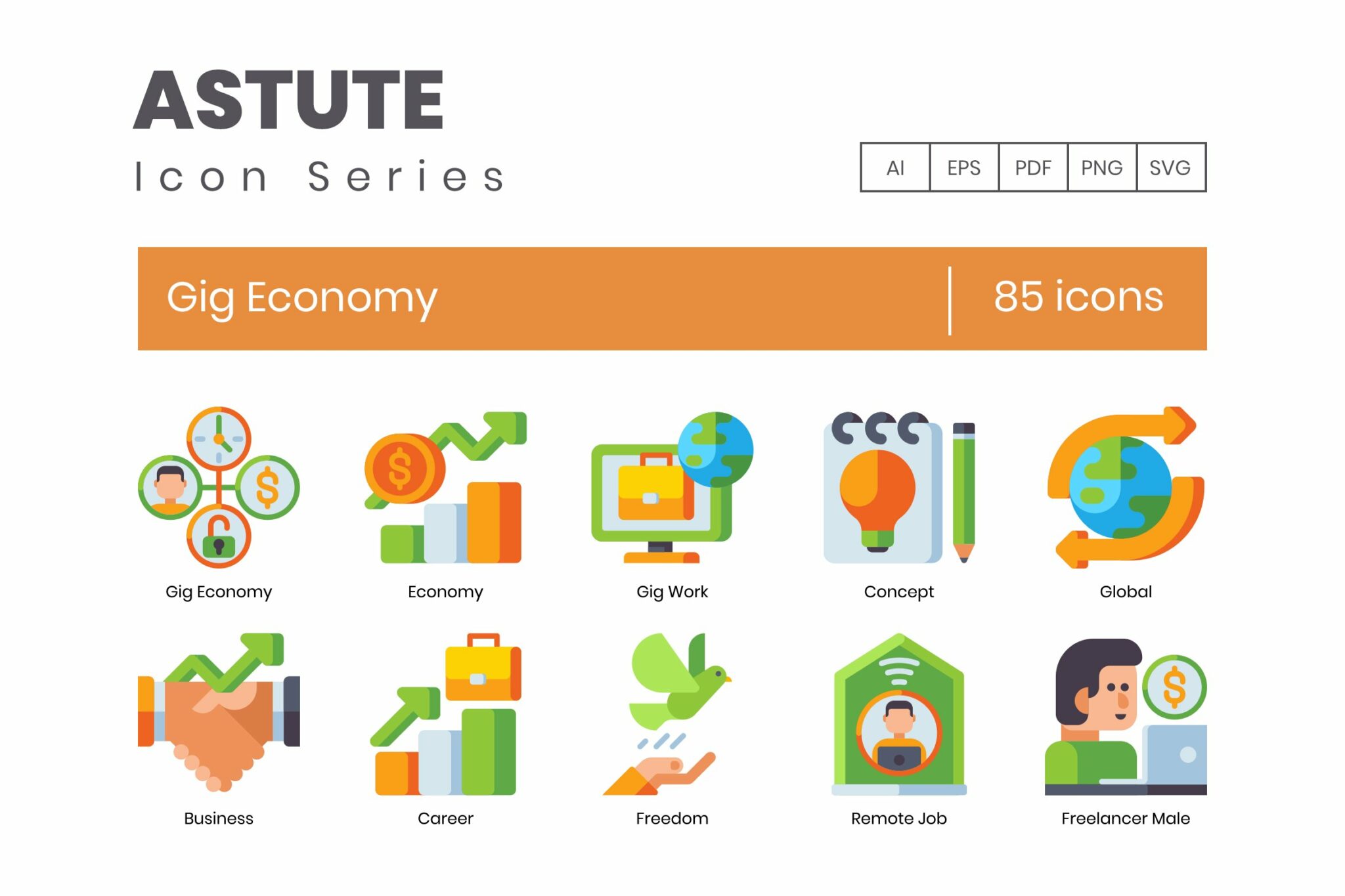 85 Gig Economy Icons | Astute – MasterBundles