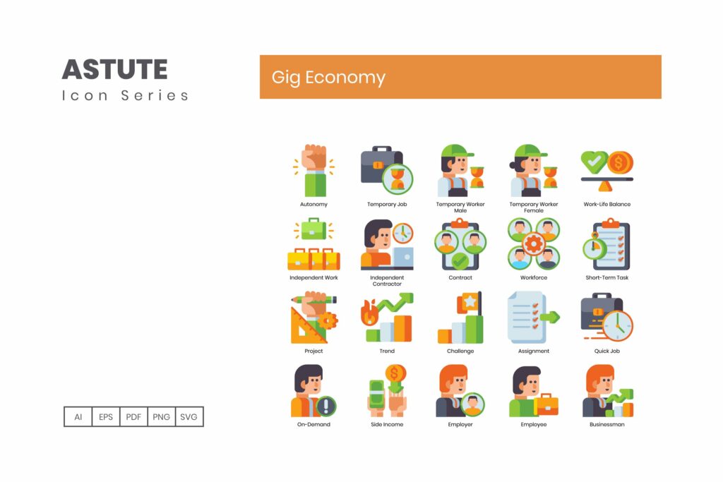 85 Gig Economy Icons | Astute – MasterBundles