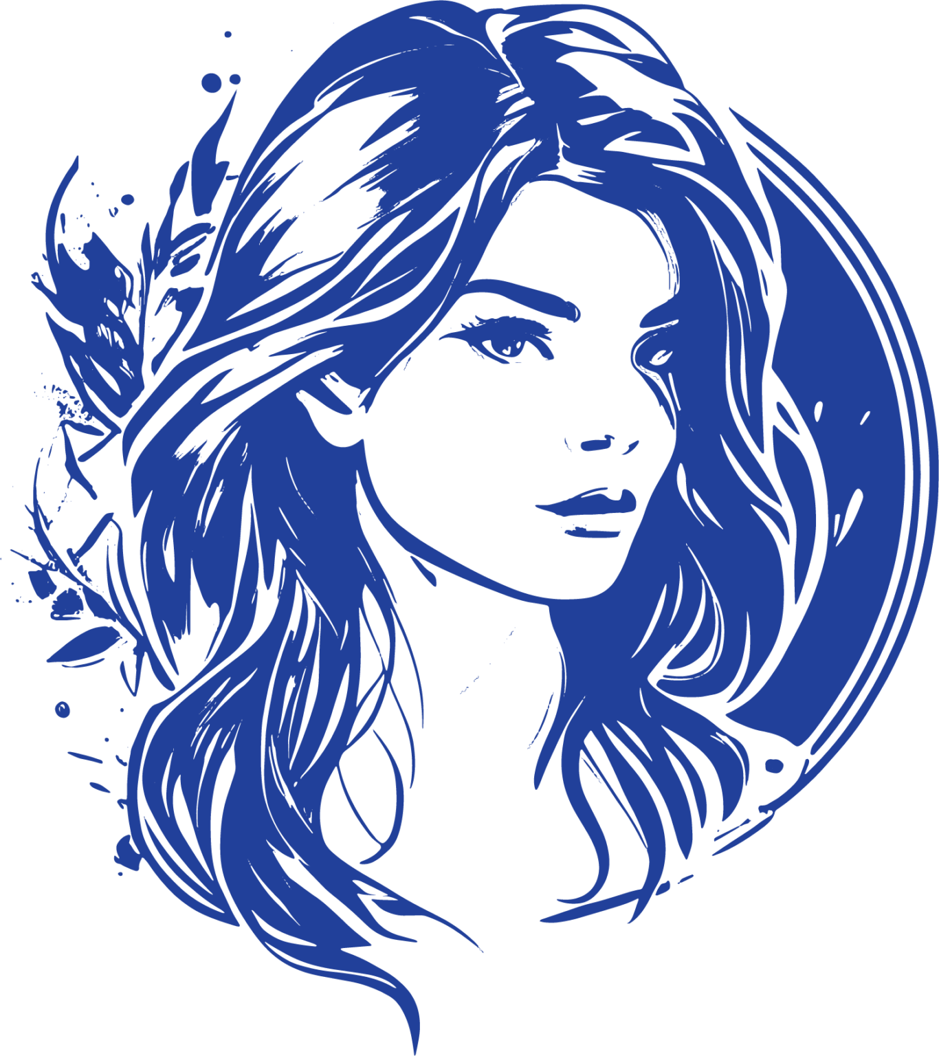 Girl logo illustration - vector logo - line artwork