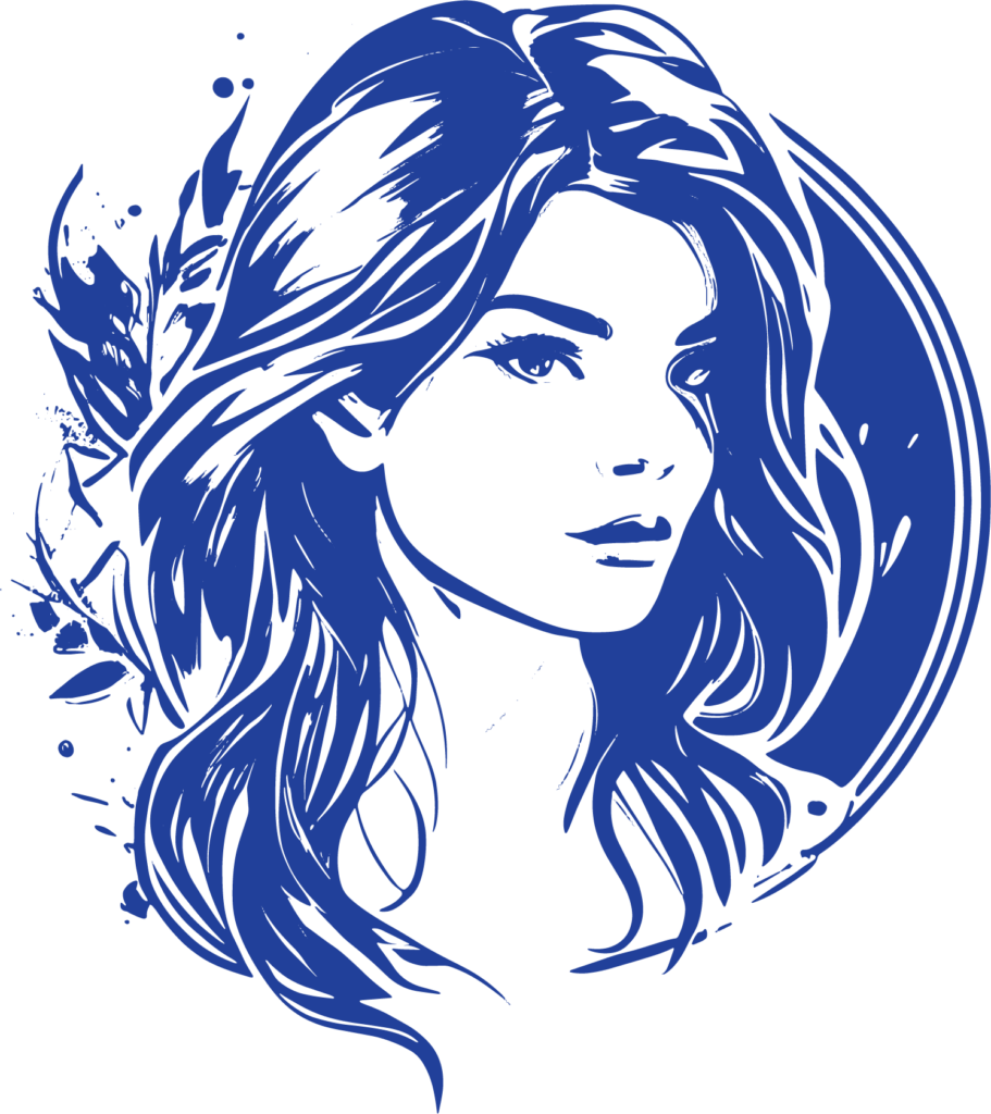 Girl logo illustration - vector logo - line artwork