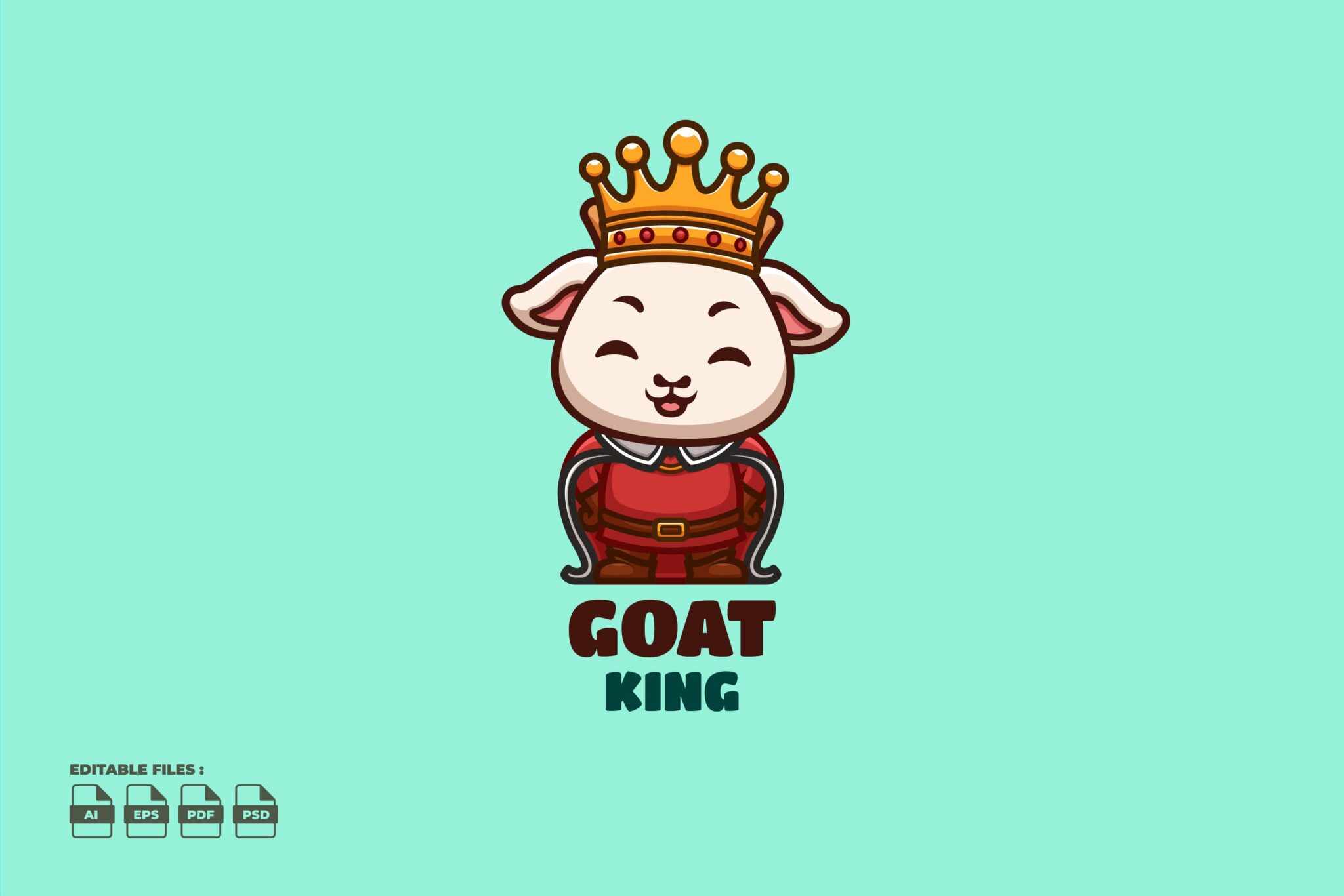 King Goat Cute Mascot Logo – MasterBundles