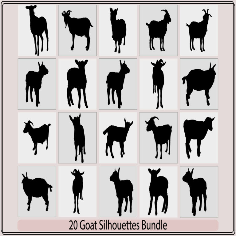 Goat Silhouette,goat animal farm icon,Goats isolated on white, hand ...