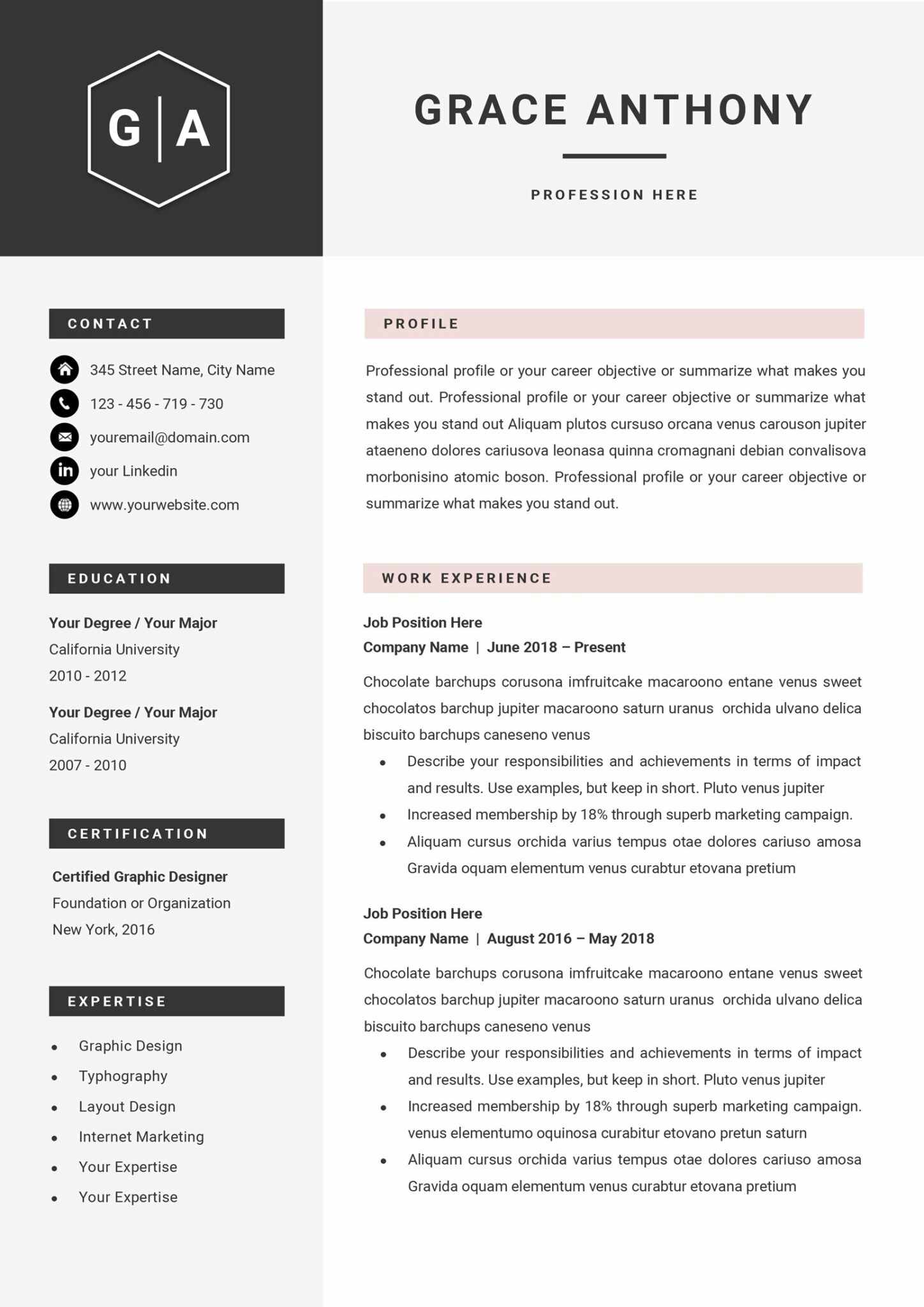 Professional CV Resume Template – MasterBundles