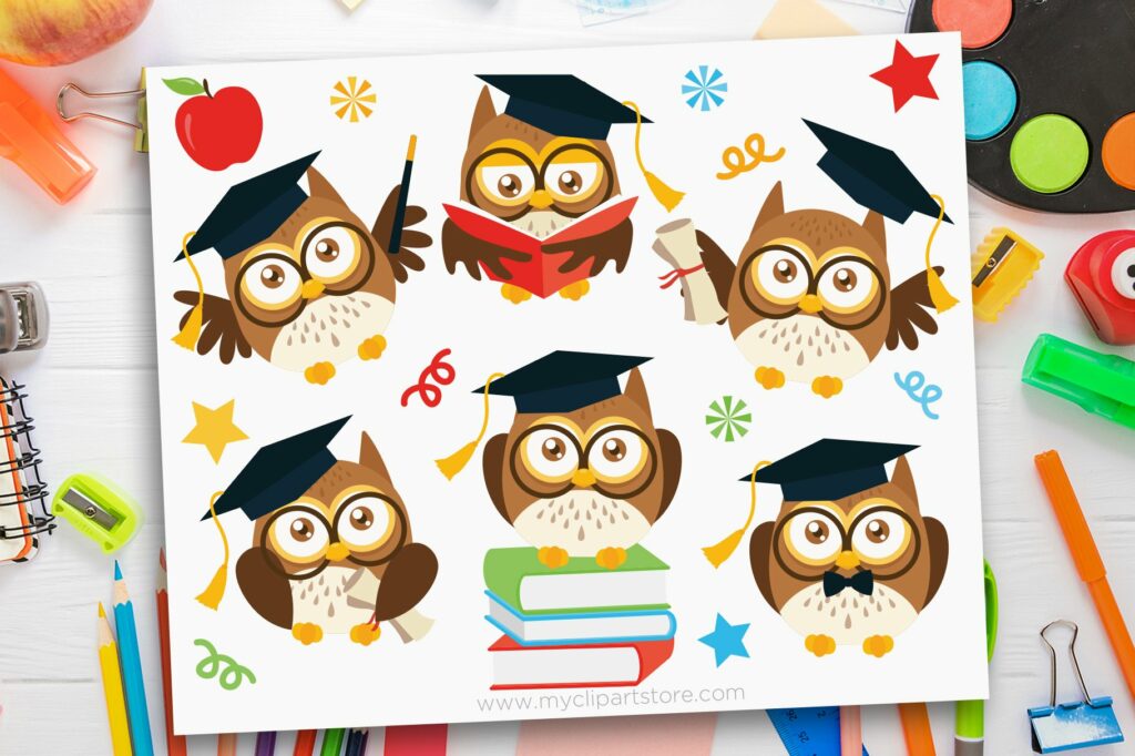 Graduation Owls Clipart – MasterBundles