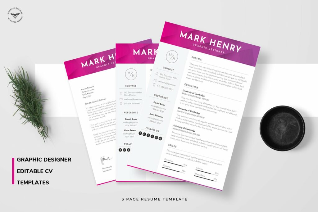 Graphic Designer CV Template – MasterBundles