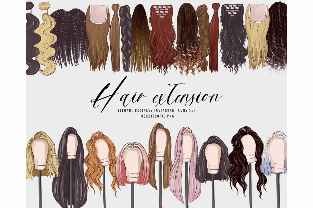 Hair extensions clipart wigs png – MasterBundles