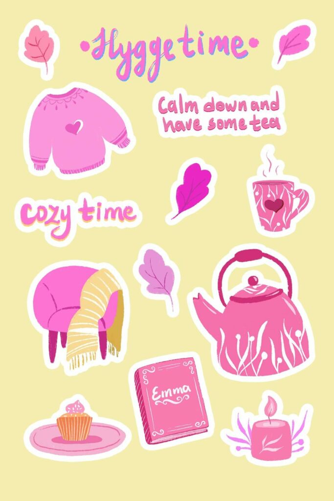 Get Cozy Printable Stickers Pack - MasterBundles