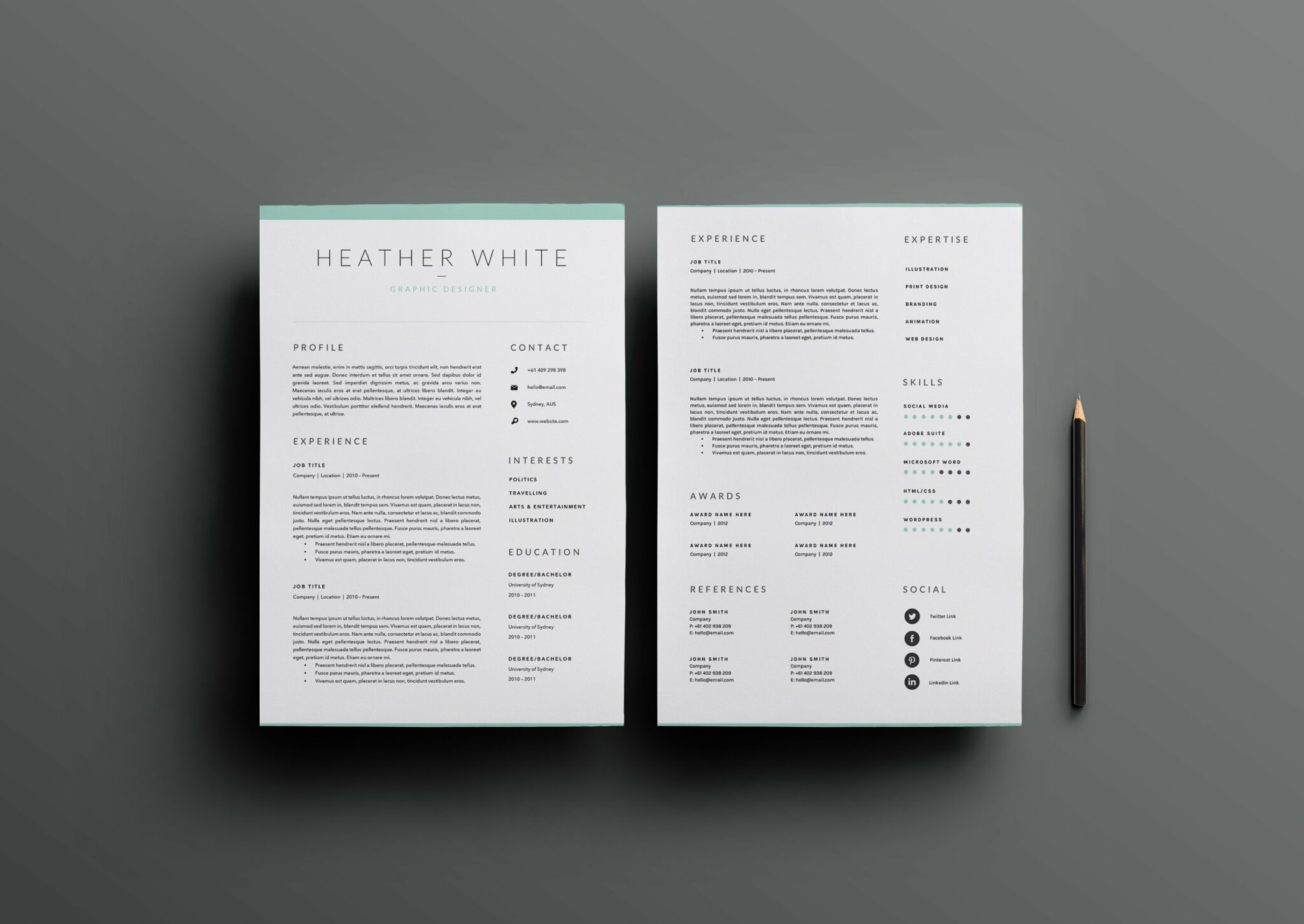 3 Page Resume Template | INDD + DOCX – MasterBundles
