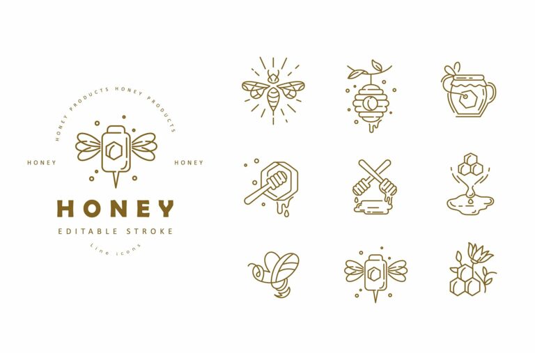 Honey icons & logos – MasterBundles