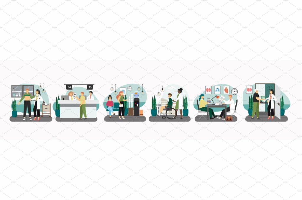 Hospital scene set flat vector – MasterBundles