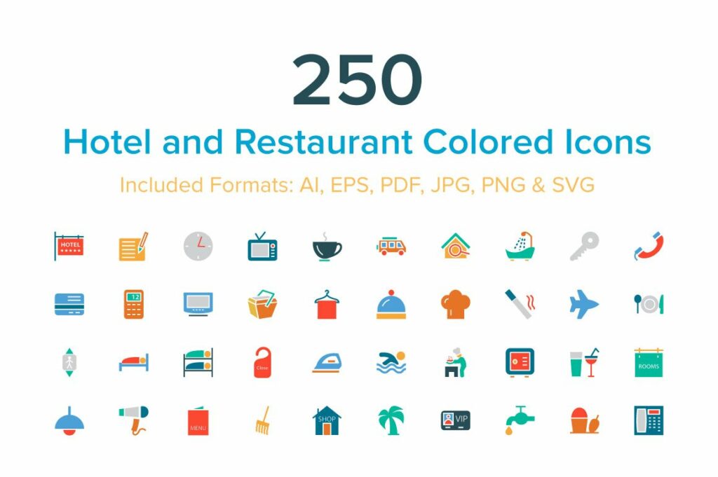 Hotel and Restaurant Colored Icons – MasterBundles