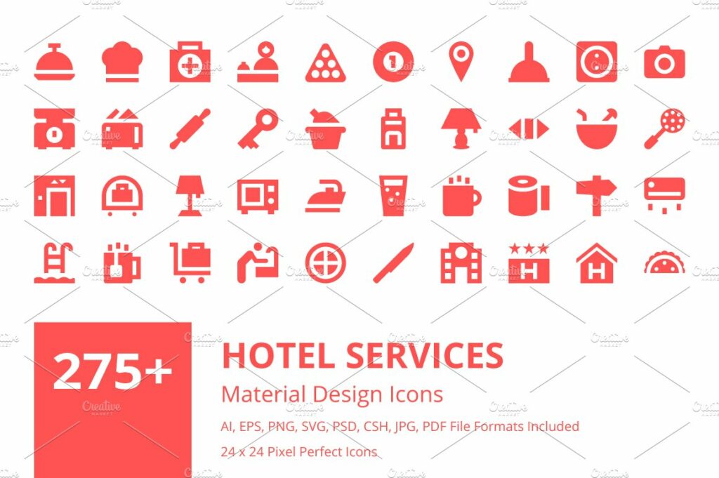 275+ Hotel Services Material Icons – MasterBundles