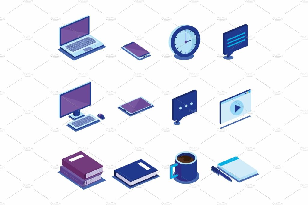 digital technology isometrics icons – MasterBundles