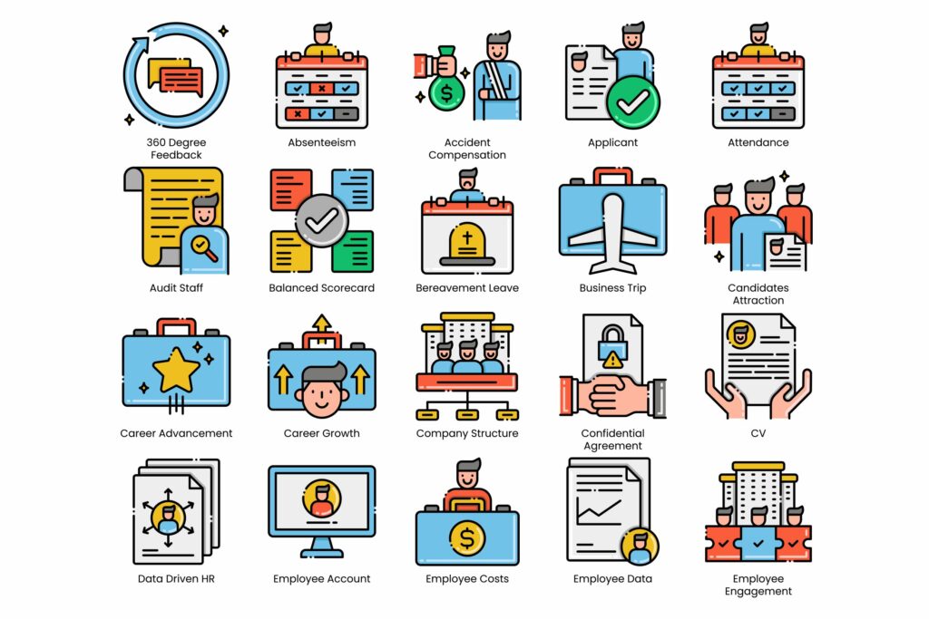 100 Human Resources Icons – MasterBundles