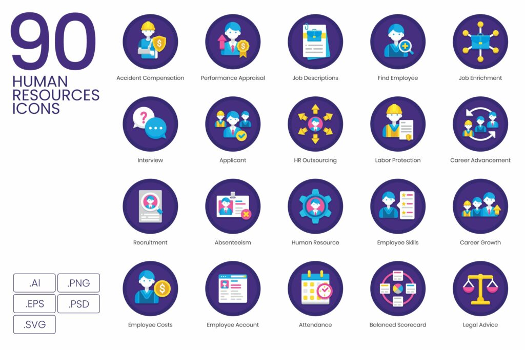 90 Human Resources Icons – MasterBundles
