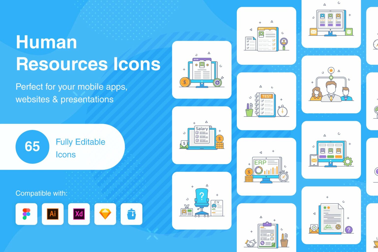 Human Resources Flat Outline Pack – MasterBundles