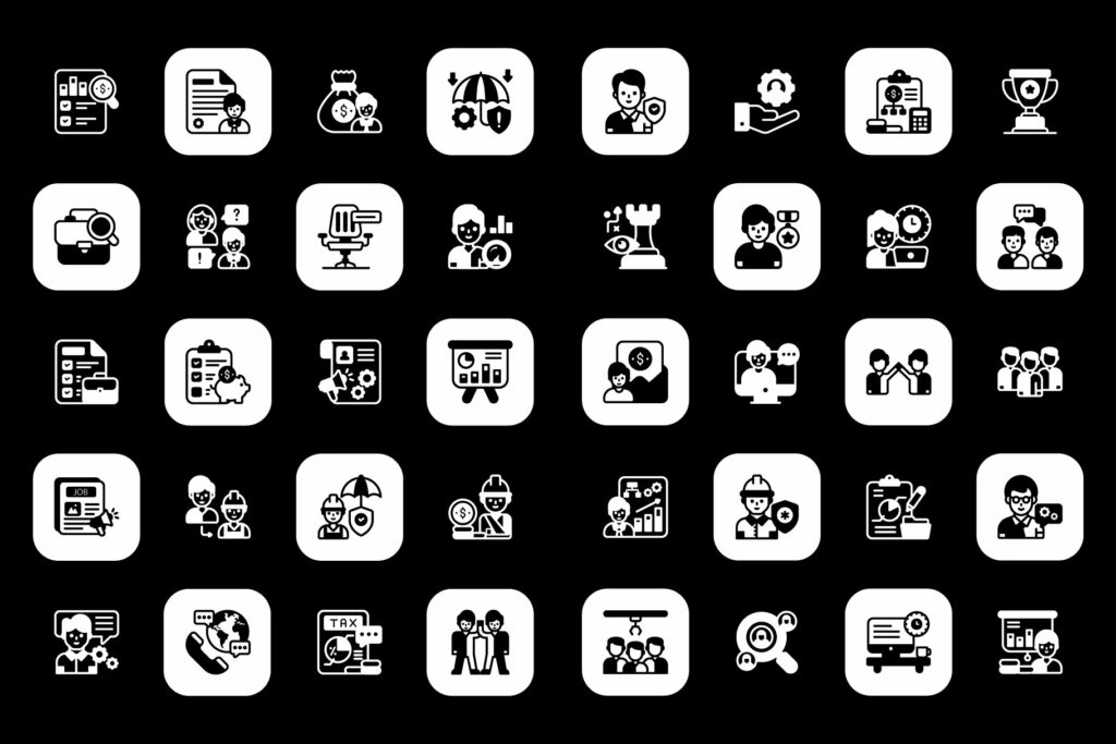 Pack of Human Resources Solid Icons – MasterBundles