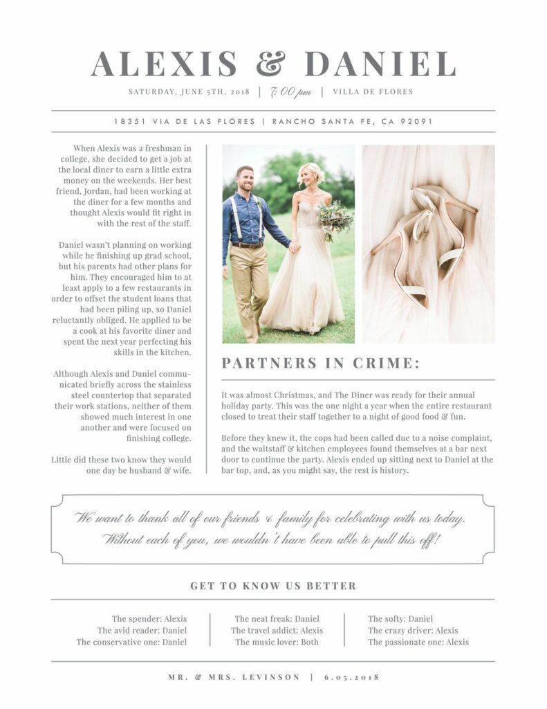 Wedding Newspaper Template – MasterBundles