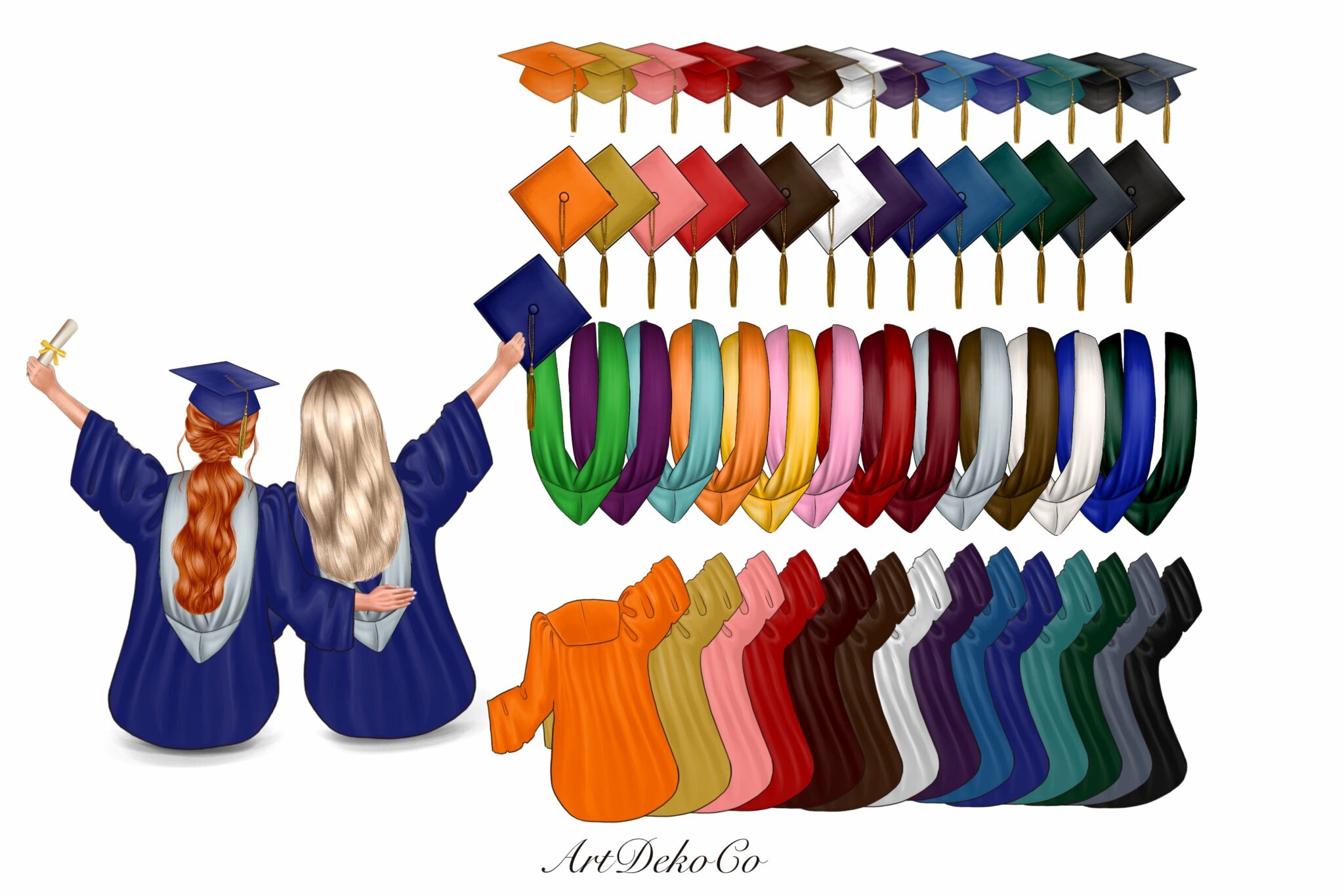 Graduation Girls Clip Art – MasterBundles