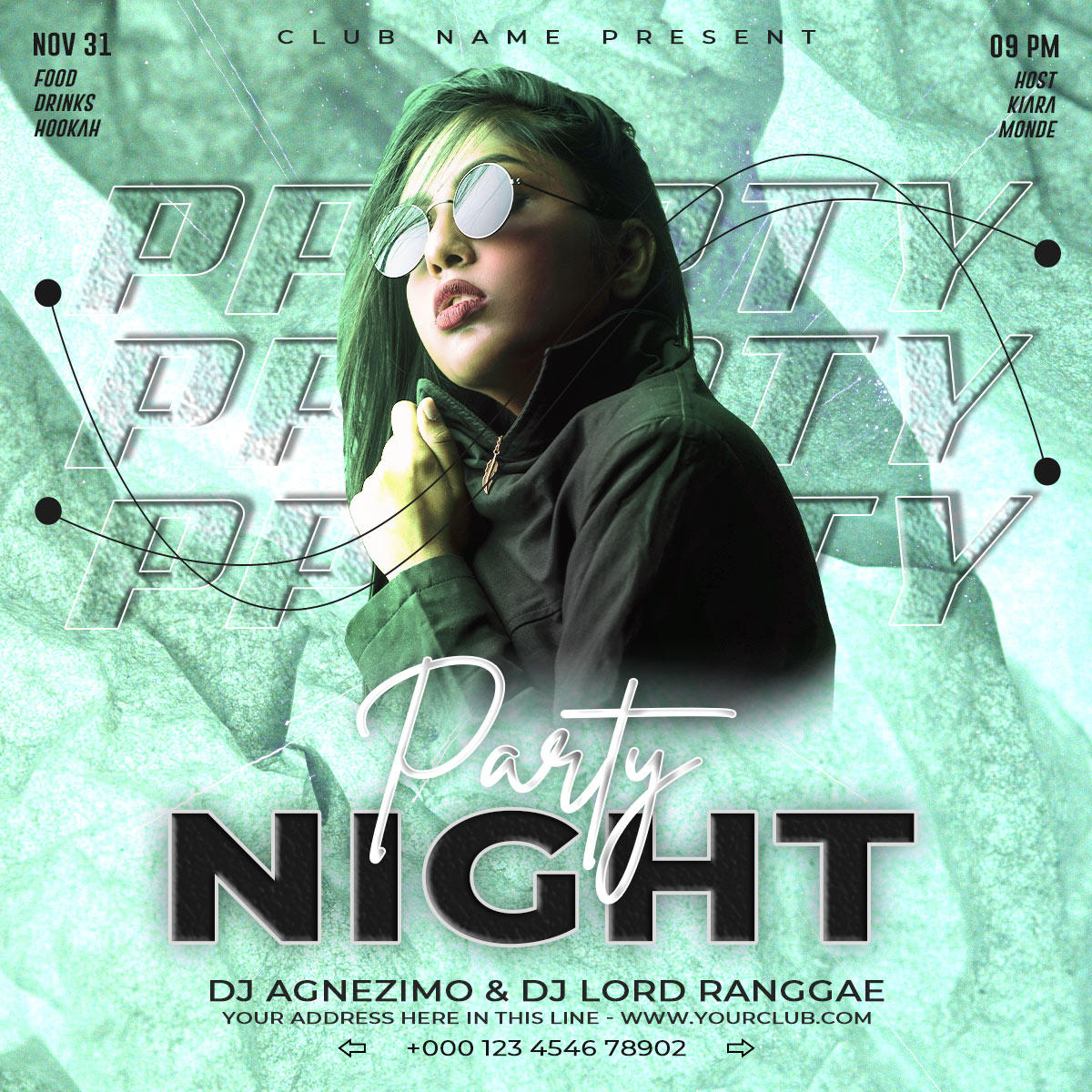 Night party flyer social media post and instagram banner template ...