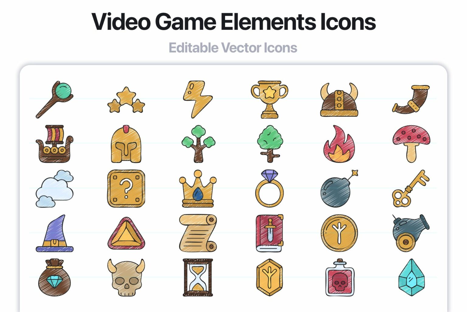 100 Video Game Elements Icons – MasterBundles