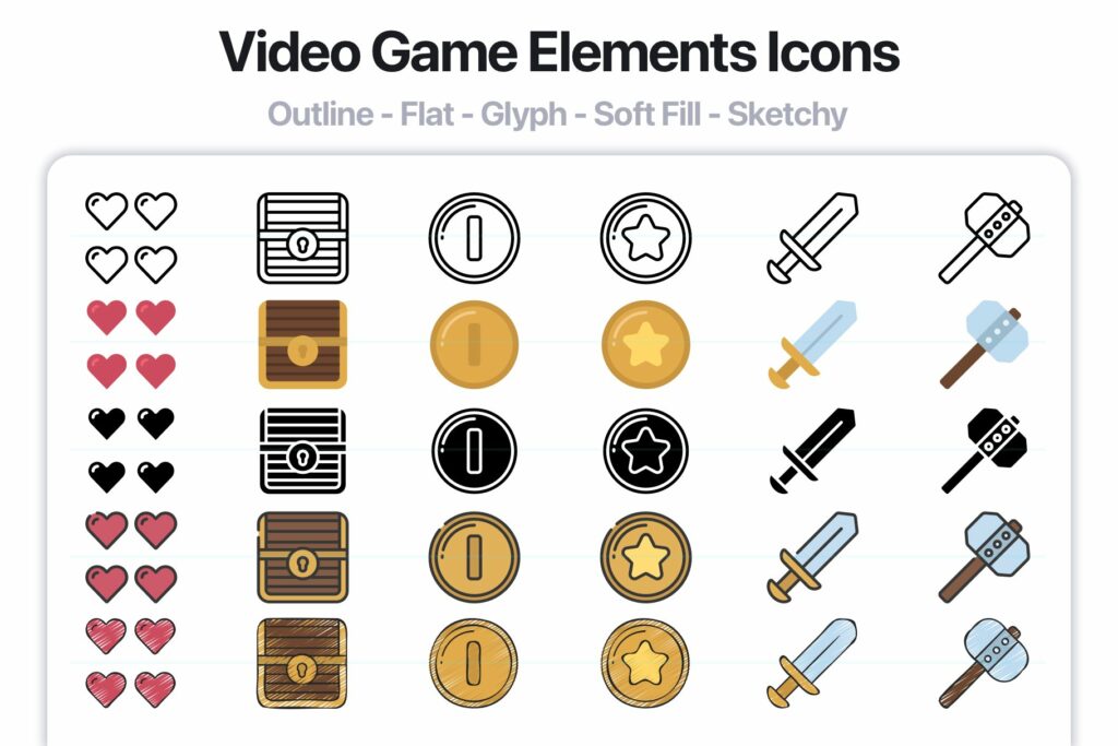 500 Video Game Elements Vector Icons – MasterBundles