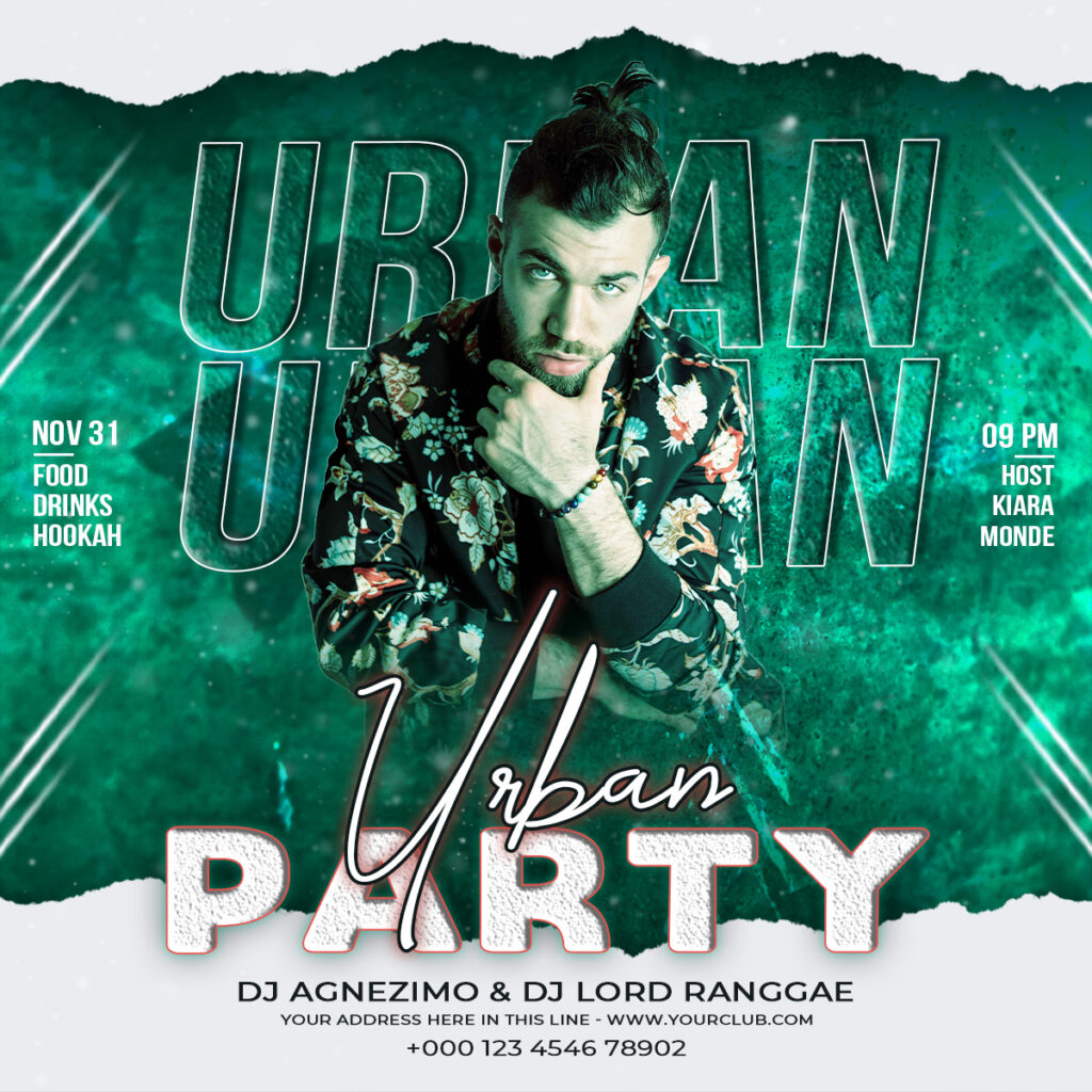 Urban party flyer social media post template - MasterBundles